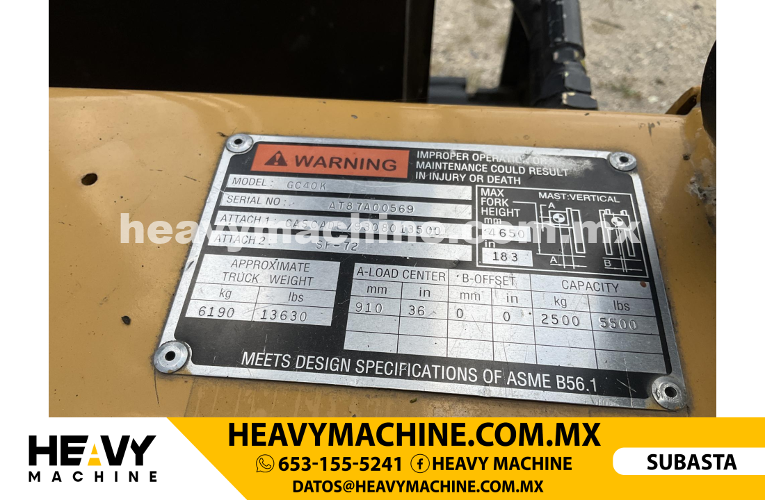 Equipo de elevación Montacargas Caterpillar GC40K en venta