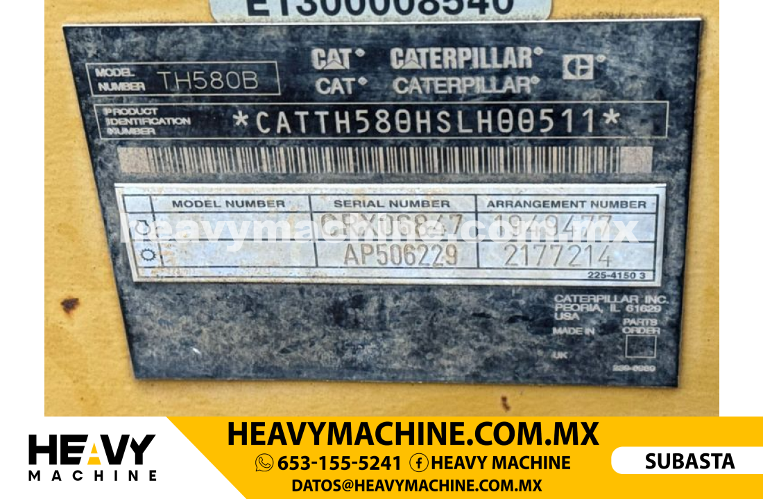 Equipo de elevación Telehandler 2005 Caterpillar TH580B